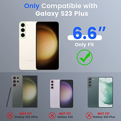 VEGO for Galaxy S23 Plus Case, Samsung S23 Plus Case with Stand & Slide Camera Cover Magnetic Absorption, Microfiber Lining 4 Corners Sponge Cushion Shockproof Case for Galaxy S23 Plus 6.6" - Green
