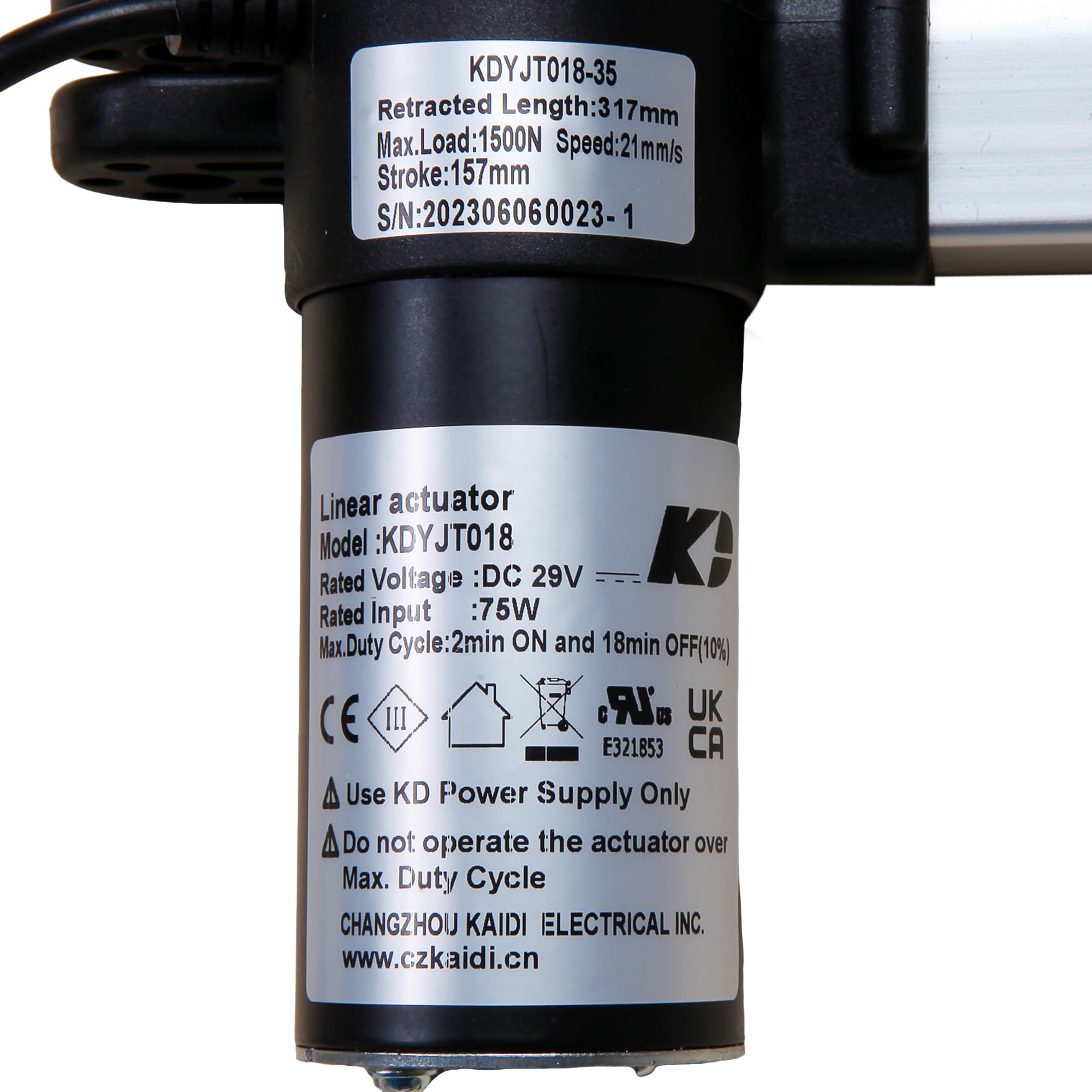 Kaidi Linear Actuator Model KDYJT018-35 Power Recliner Lift Chairs Motor Replacement