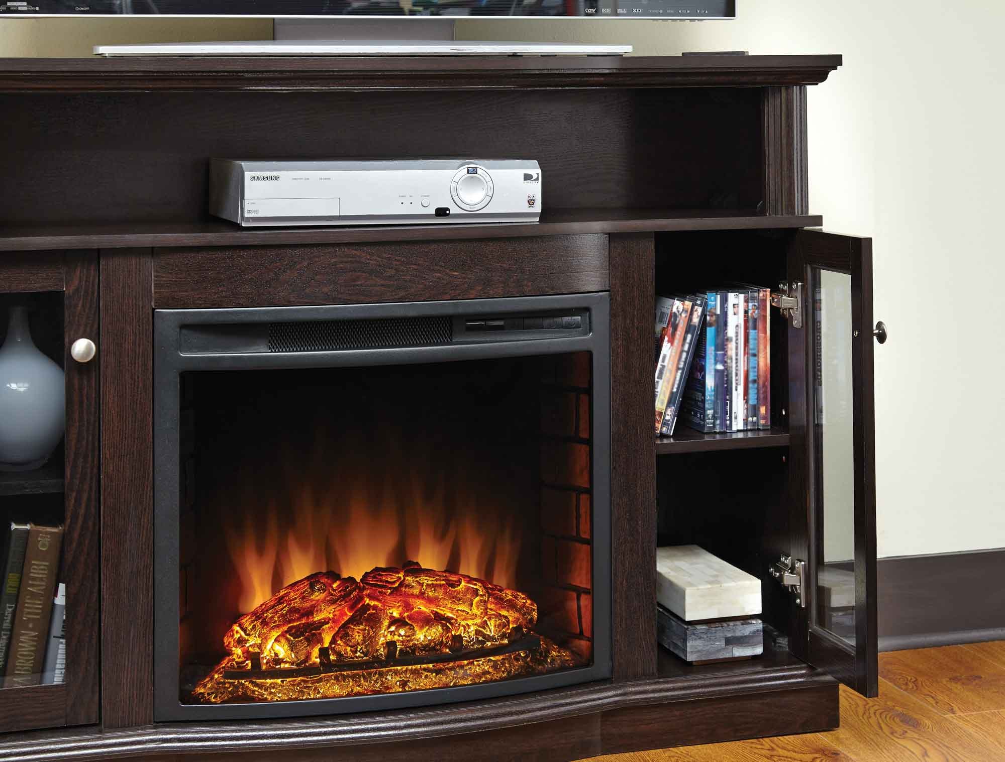 Pleasant Hearth 248-44-34M Elliot Media Electric Fireplace, Black