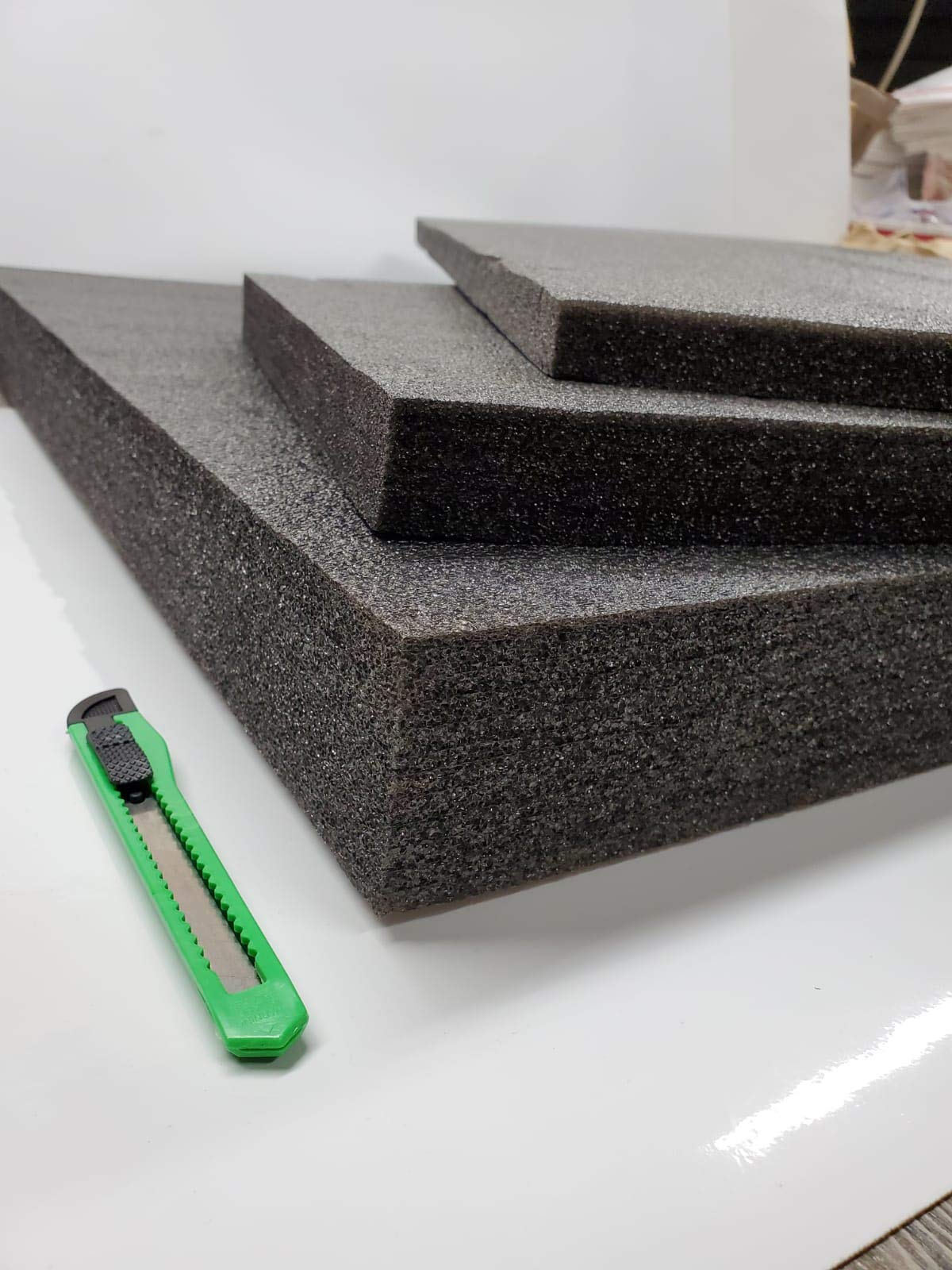 Kaizen Foam About 23'' x 23'', 57mm Thick with Knife, Choose Color and Thickness (Black, 2-1/4")