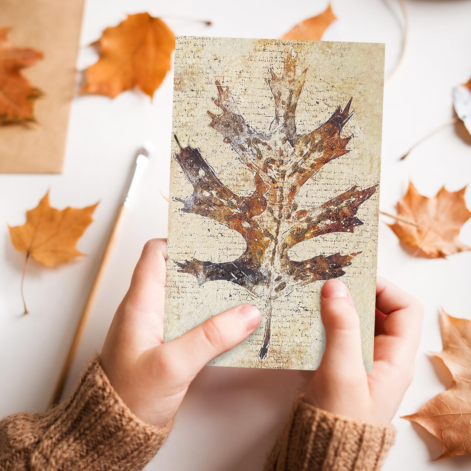 Whaline 32 Pack Fall Leaves Thank You Cards Vintage Maple Leaf Pumpkin Greeting Cards with Envelope Stickers Blank Note Cards for Autumn Harvest Thanksgiving Holiday, 4 x 6 Inch