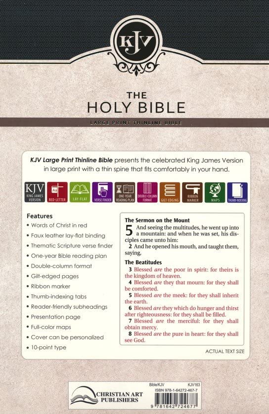 Personalized KJV Holy Bible, Thinline Large Print Faux Leather Red Letter - Thumb Index & Ribbon Marker, King James Version, White, Baptism, Graduations, wedding, confirmation king james version,
