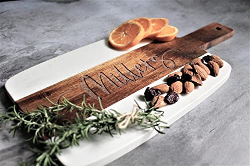 Personalized Marble and Wood Cutting Board Custom Cutting Board Charcuterie Board Christmas Anniversary Wedding Gift Bridal Shower Gift Engagement Gift Housewarming Gift