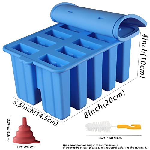 Silicone Popsicles Molds,Popcylce Molds,Food Grade Reusable Popsicle Molds for Kids,Homemade Popsicles Molds,Ice Cream Mold,Ice Pop Molds Maker with Popsicle Stick,Popsicle Bag,Funnel (Blue)