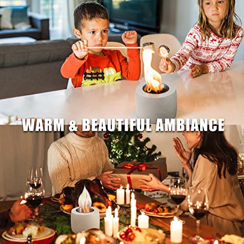 Puraville Concrete Tabletop Fire Pit, Ethanol Fuel Fire Pit, Portable Table Top Fire Pit Bowl, Mini Tabletop Fireplace for Indoor and Outdoor Use (Light Grey)