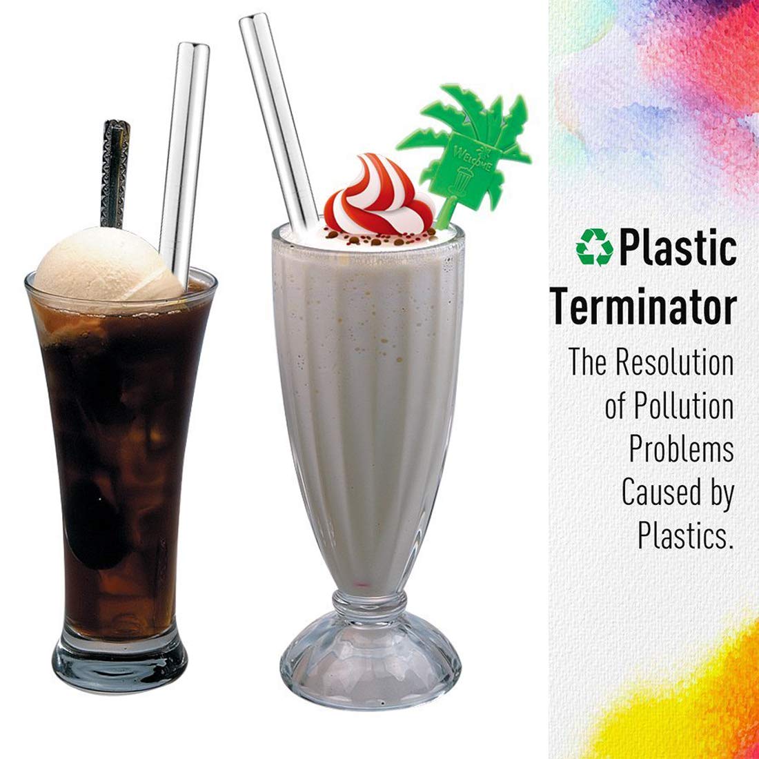 NEWORLD Reusable Stainless Steel Wide Boba Drinking Straws Fat Straws Smoothie/Bubble Tea/Milkshakes Straws with 2 Cleaning Brush & Carry Bag 12mm/0.5" Wide