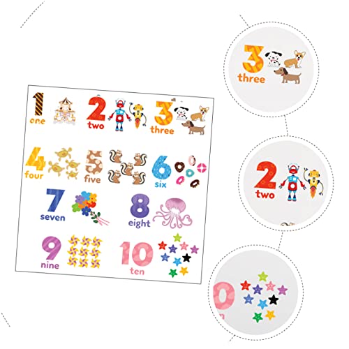 VOSAREA 3 Sets Digital Cartoon Wall Sticker Wall Decoration Classroom Wall Decals Number Wall Stickers Kindergarten Wall Sticker Trendy Room Decor Cartoon Number Design Sticker