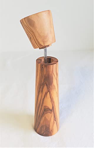 Olive Wood Mills with a Ceramic Mechanism, Grinder (Salt, Pepper, Coffee, Dried Herbs and Many Spices), Beige, 9x6.5 INCH