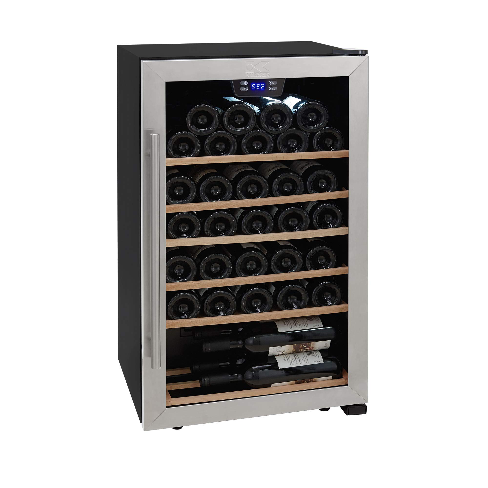 Kalorik WCL 43915 SS Cooler 33-Bottle Compressor Wine Cellar, Stainless Steel, Black Body