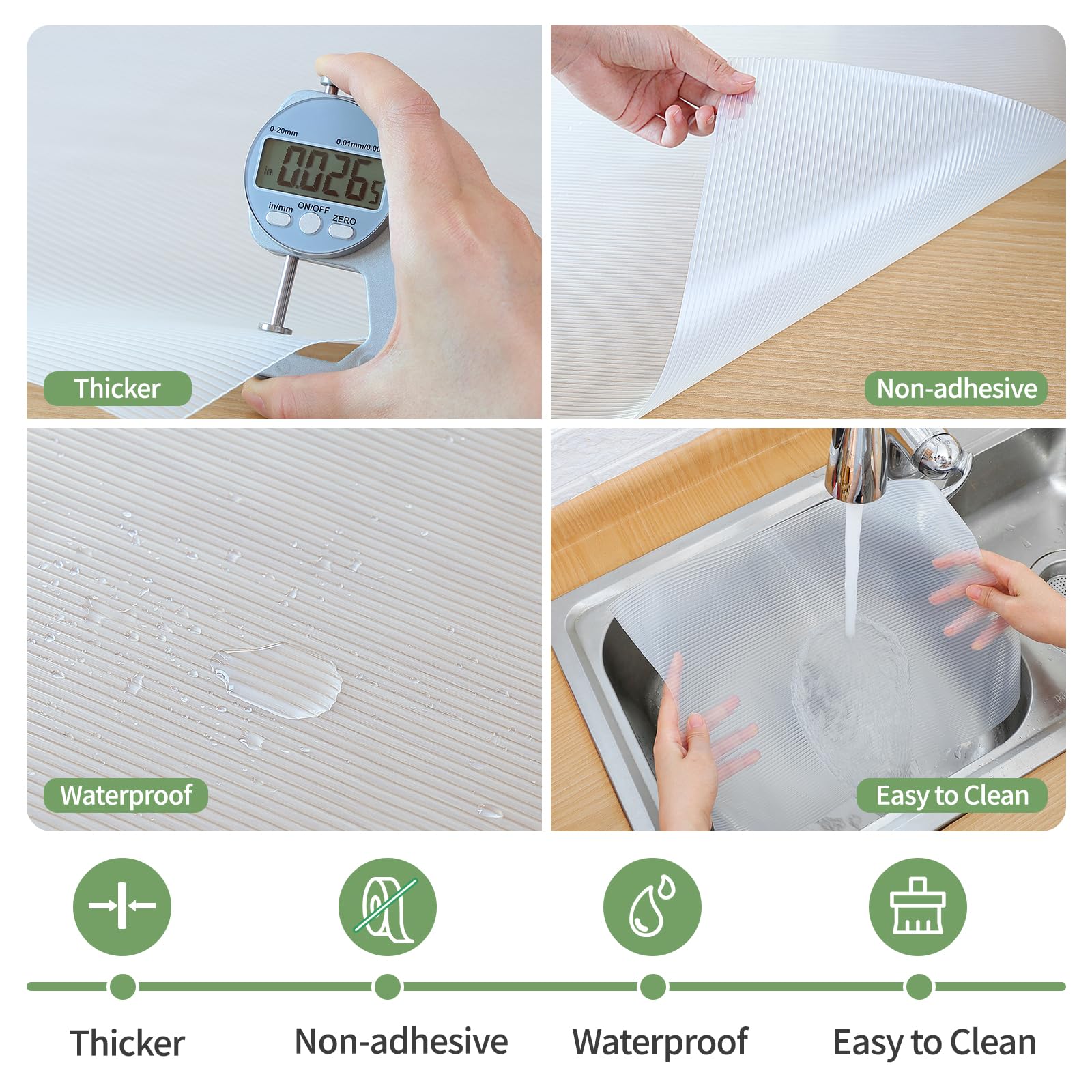 wohomuke Shelf Liners 19 inch x 20 ft Shelf Liners for Kitchen cabinets nonstick Shelf Lining Drawer Mats EVA Protector for Cupboard (Clear Ribbed,19 inch x 20 ft)