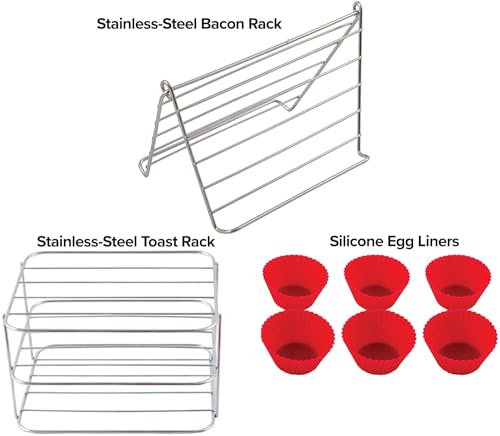 NUWAVE 6 QT Air Fryer Accessories 6 Silicone Egg Liners, a Stainless Steel Toaster Rack and a Stainless Steel Bacon Rack (Breakfast Kit)
