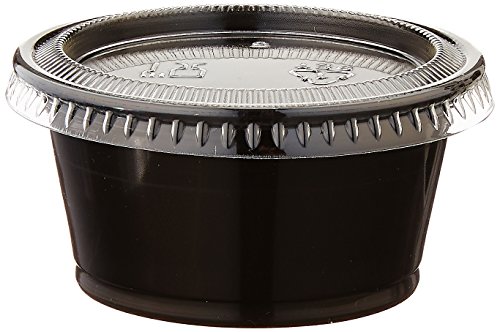 Polar Ice 40 Count Jello Shot Glasses, Souffle Cups and Portion Cup with Lids, 2-Ounce, Black