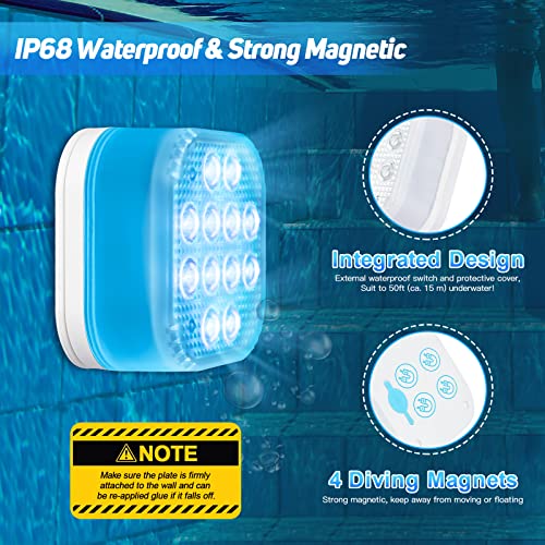 Purheme Rechargeable Submersible Pool Lights with Remote, Waterproof Underwater USB-C Charging Built-in 2600mAh Battery Magnet 16 Color Changing Floating LED Lights Party Decor