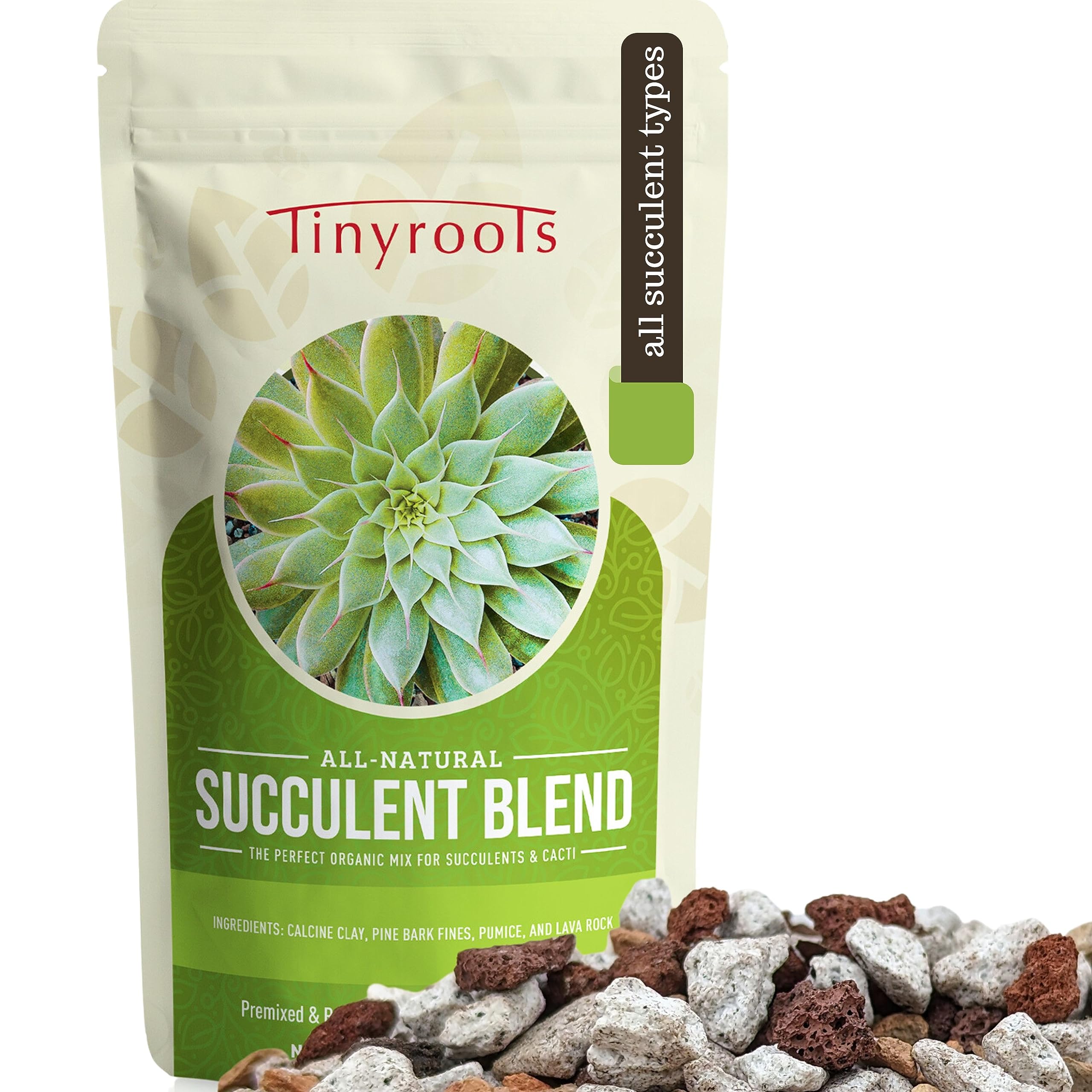 Tinyroots Succulent Soil - 2.25 Quarts, Cactus Soil Potting Mix Helps Avoid Over-Watering, Provides Optimal Water Retention for Your Indoor Plants