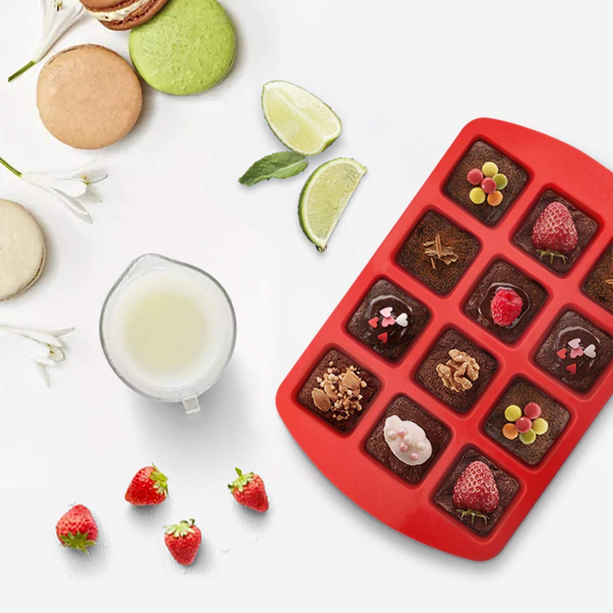 SILIVO 2x Silicone Brownie Pans + 2x Silicone Muffin Pans