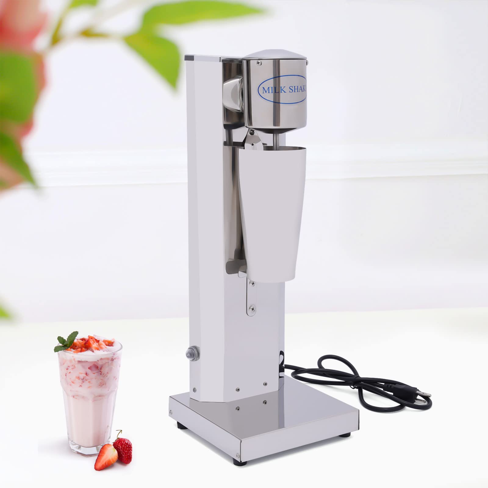 YETINGSHOP Milkshake Maker, 180W Stainless Steel Electric Milkshake Maker Machine, Single Head Commercial Drink Mixer for Milkshake Mixed Drink, 800ml Cup, Infinitely Variable Speed