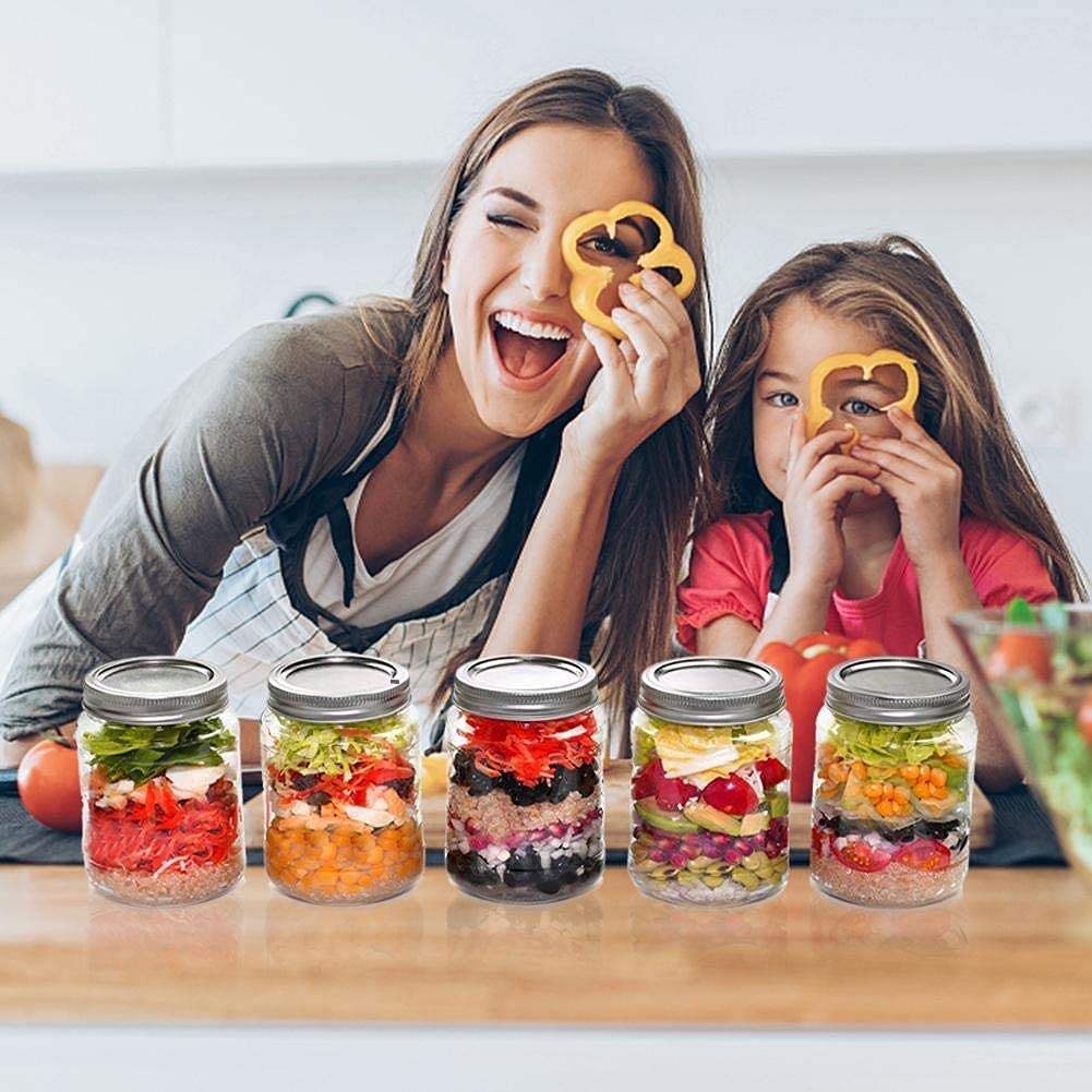 OTTOPT Canning Lids and Rings Regular Mouth -Mason Jar Lids Regular Mouth with Silicone Seals Rings for Ball or Kerr Jars, Rust-Proof Split-Type Leak Proof, Silver24 Count (Lids&Rings)