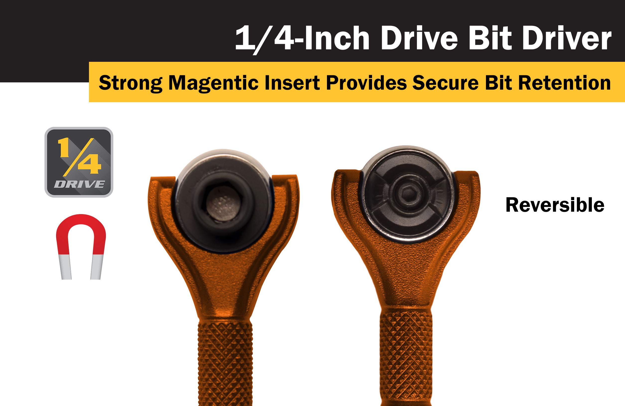 Titan 11323 1/4-Inch Drive Swivel Head Micro Bit Driver , Orange