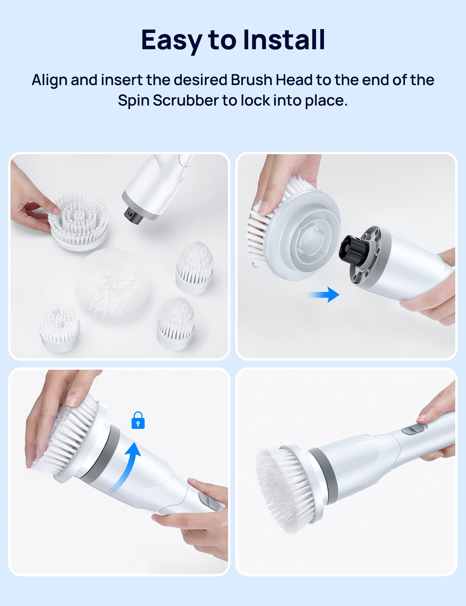 Spin Brush Heads Replacement for Homyeko Electric Spin Scrubber AES023 (4-Pack)