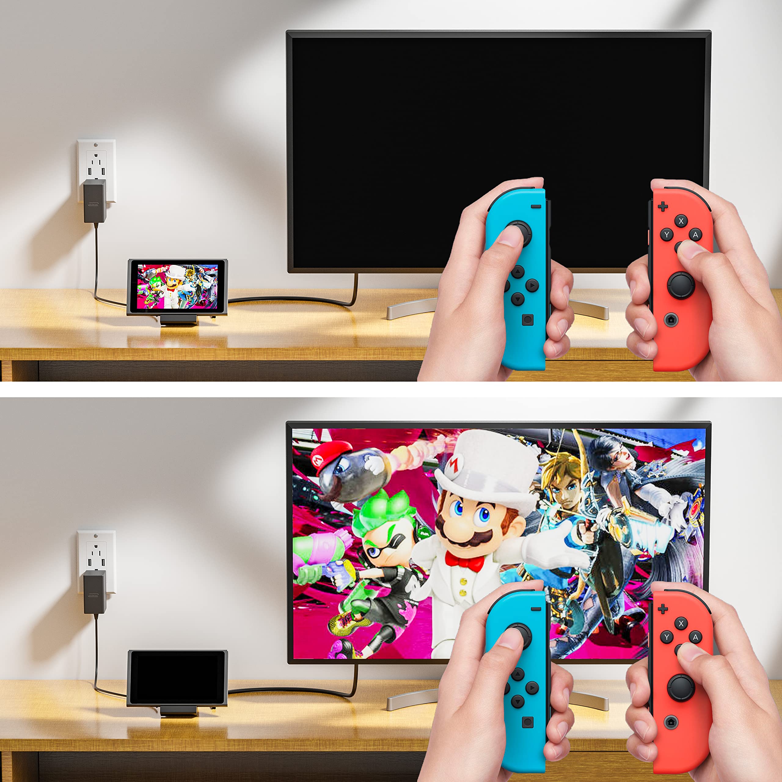 RobertDTesta TV Docking Station for Nintendo Switch,Portable Docking Station 5in1 Extender,Replacement for Nintendo Switch Base with HDMI USB C PD USB 2.0 Ethernet,Foldable Charger Stand., Black