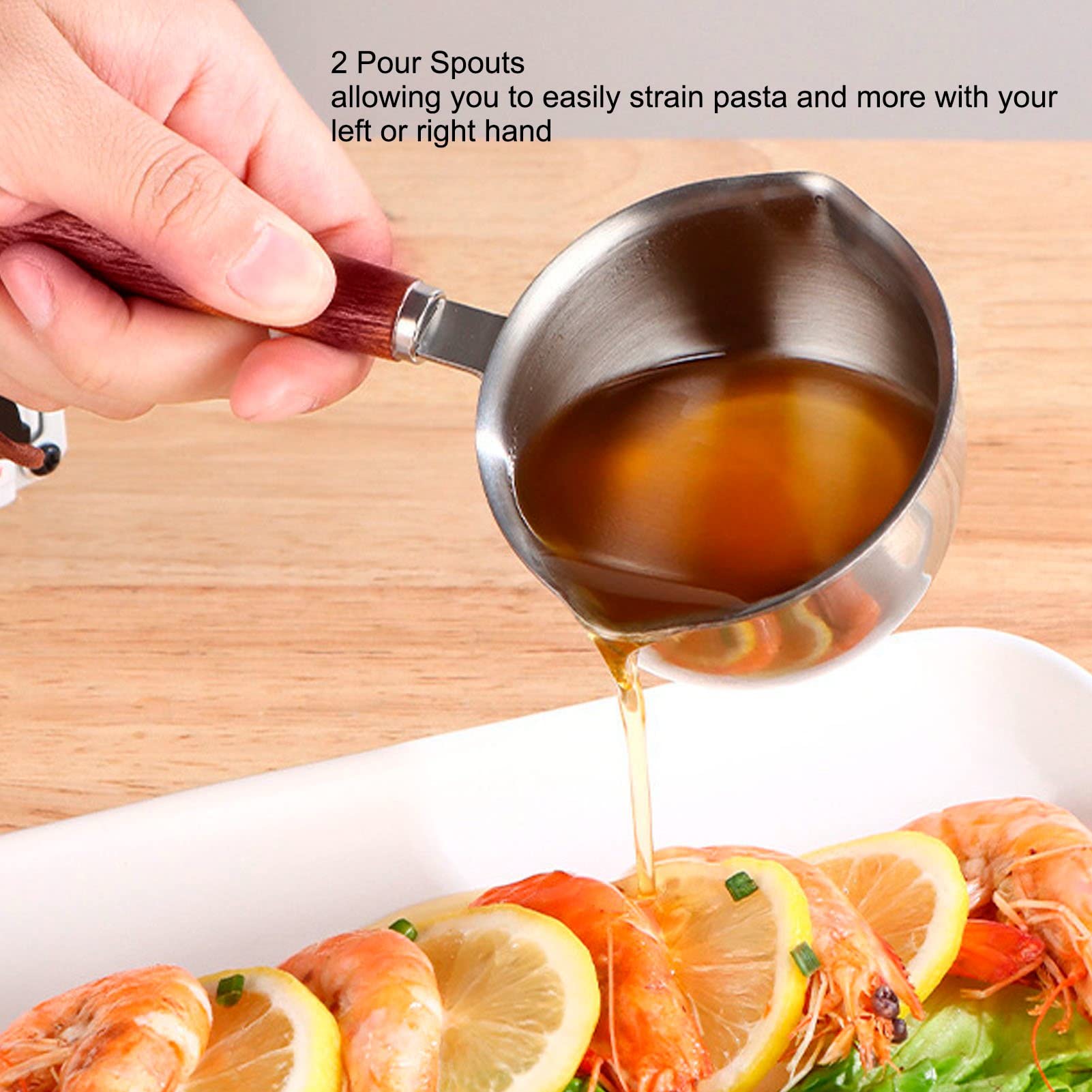 Mini Saucepan, Milk Pot, Milk Coffee Warmer 304 Stainless Steel Mini Melting Pot with 2 Pour Spouts for Heating Milk Melting (200ML)