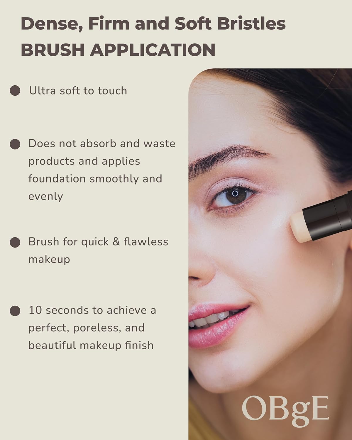 OBgE Natural Cover Foundation #23 (Beige, 0.5oz)- Stick Foundation with Brush for Flawless Skin Tone Correction and Coverage. Long-Lasting Wear for Daily Use.