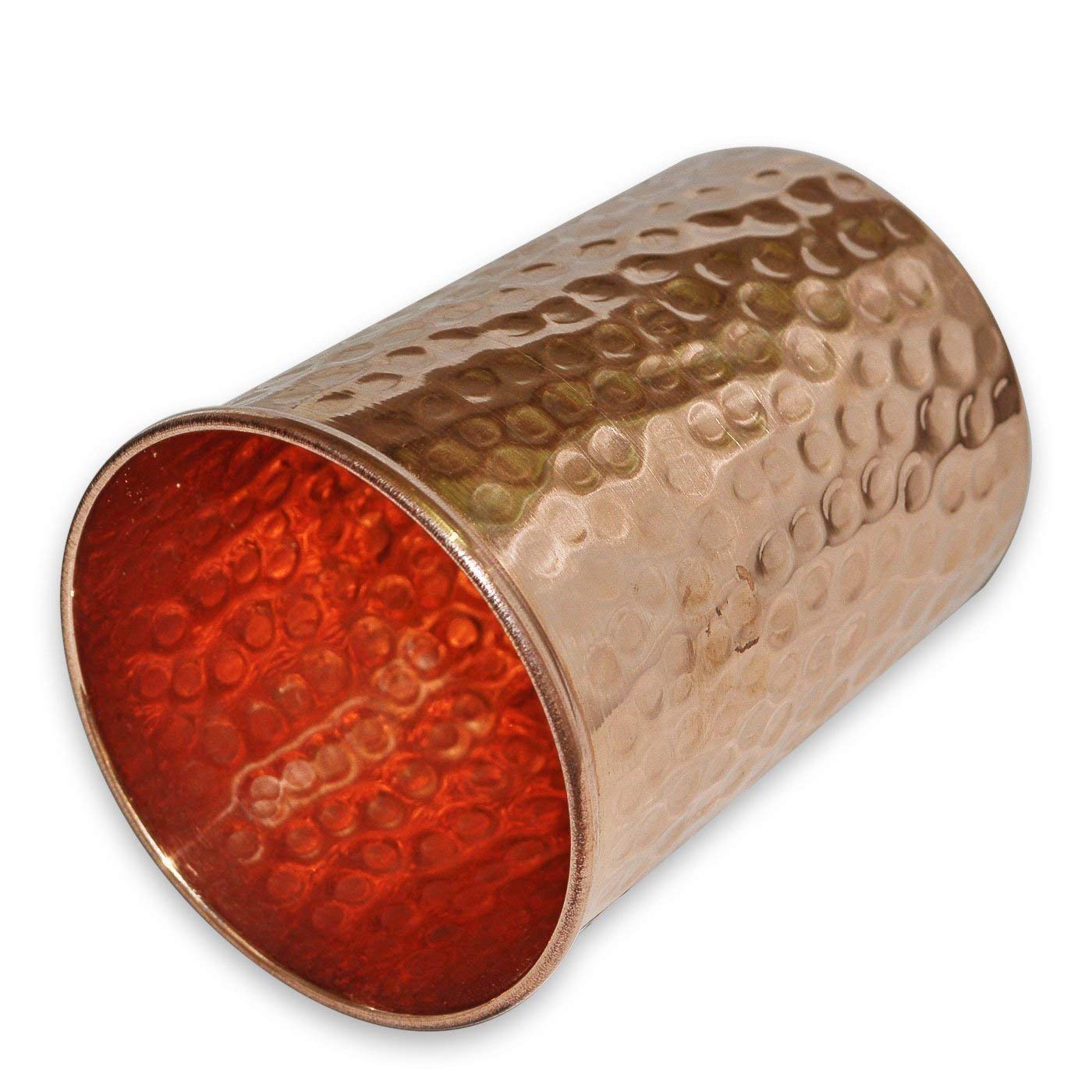 OSNICA Pure Copper Hammered Tumbler for Healing Ayurvedic Product Tableware Accessories, Set of 2, Height 9.5 Cm