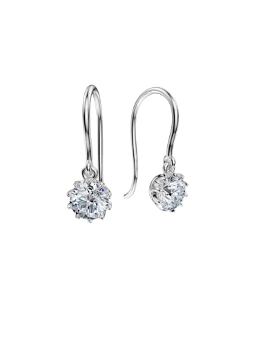 Rockher Sparkle in Elegance with .925 Sterling Silver 2 Cttw Round Cubic Zirconia Tiara Stud Earrings with 9 Prongs Round Brilliant