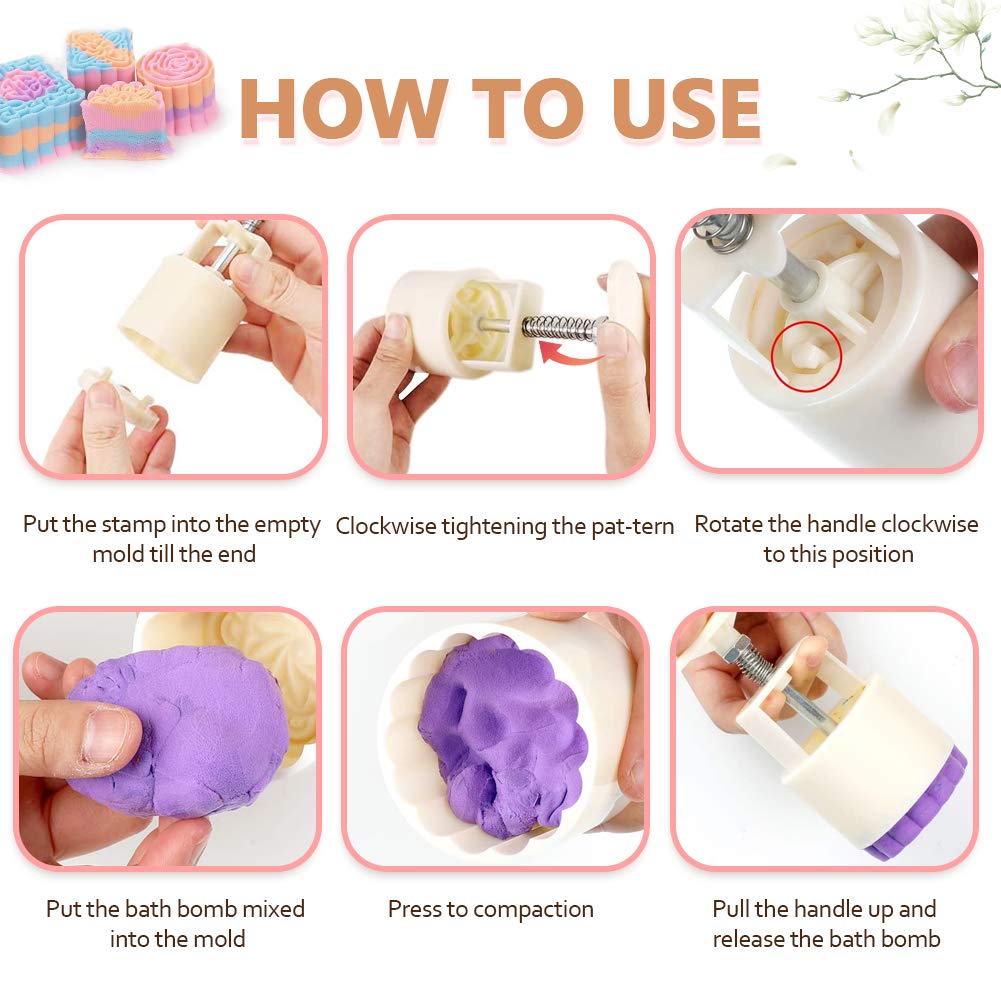 PowerKing Hand-Pressure Moon Cake Mould Cookie Stamps for Mid-Autumn Festival (4 Sets Mold with 12 Stamps)
