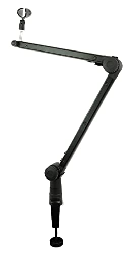 Rockville ROGAN STAND Pro Boom Arm Mic Stand with Fixed Mount+Desk Stand+Cable