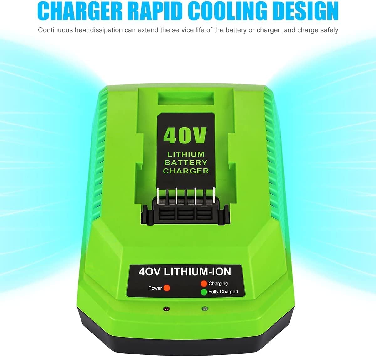 Powilling Replacement Charger Compatible with Greenworks 40V Battery Charger Lithium Ion 29482 29462 29472 2901319 2938302 BAF702 L-300 BAF704 BAF705 Compatible with 40V G-MAX Power Tools