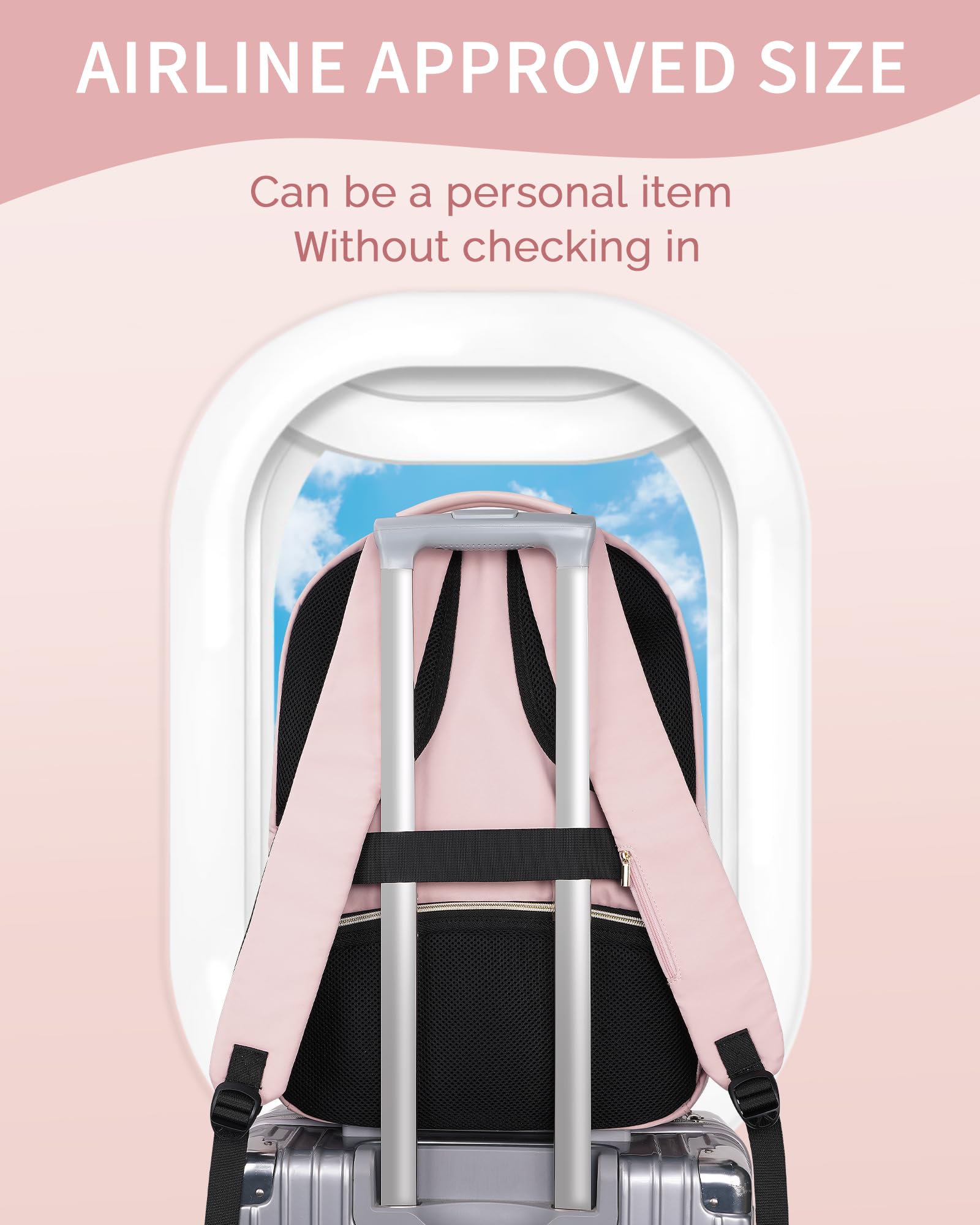 MATEIN 17 Inch Laptop Backpack for Women, Pink Travel Backpack Personal Item Size TSA Airline Approved with Luggage Strap & USB Charging Port, Water Resistant Extra Large Computer Bag for Nurse Work