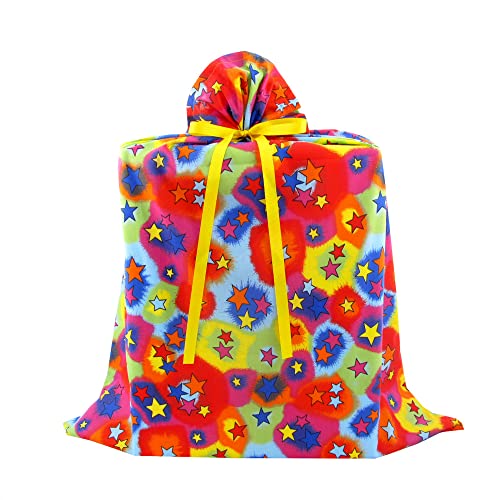 VZWraps Stars Reusable Fabric Gift Bag for Birthday, Graduation or Father's Day (Jumbo 27 Inches Wide by 33 Inches High)