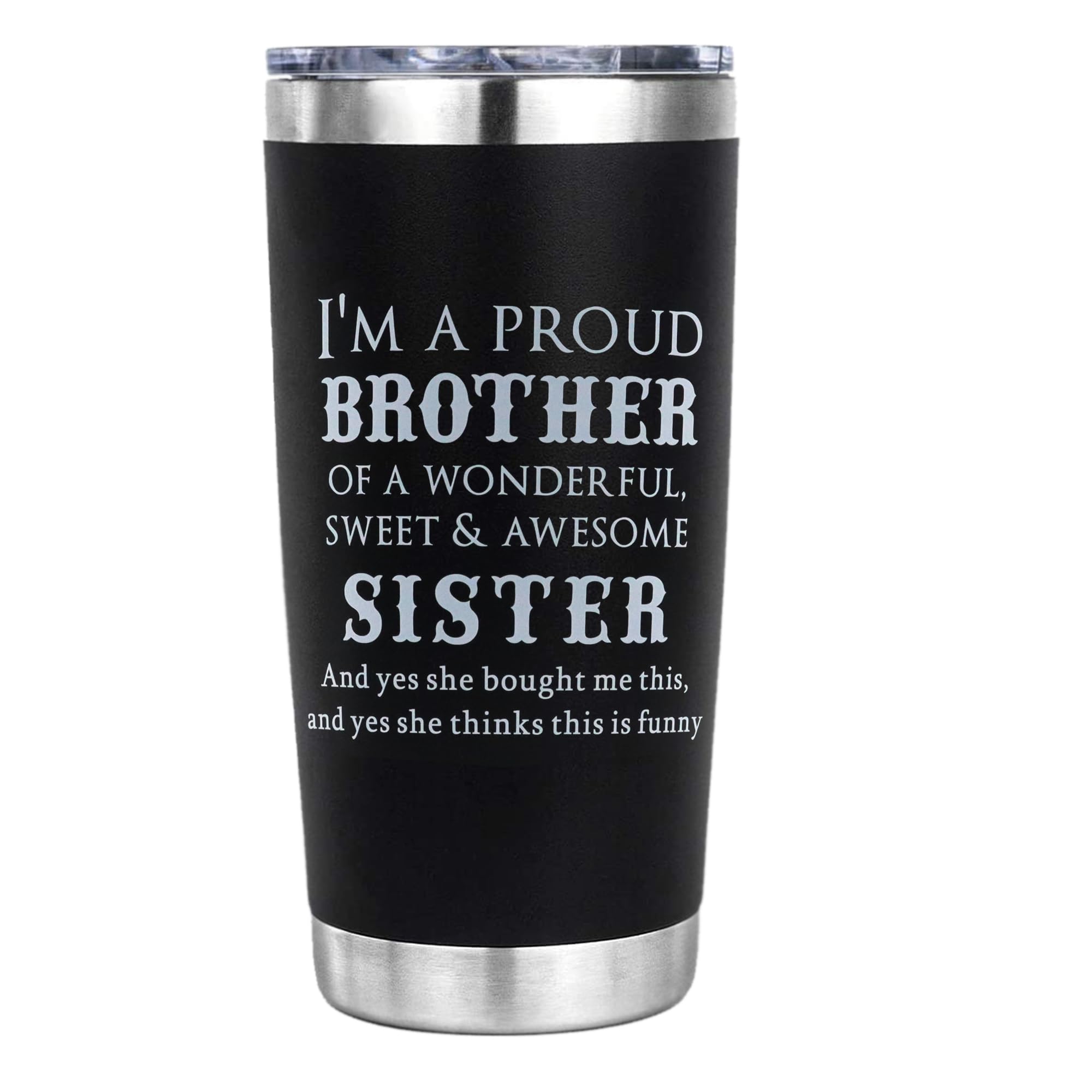 OHSunFLower2 Brother Gifts from Brother, Gift for Brother from Sister- Birthday Gifts for Brother Christmas Valentines Day - I'm A Proud Brother 20 Oz Tumbler Rambler Presents for Brother