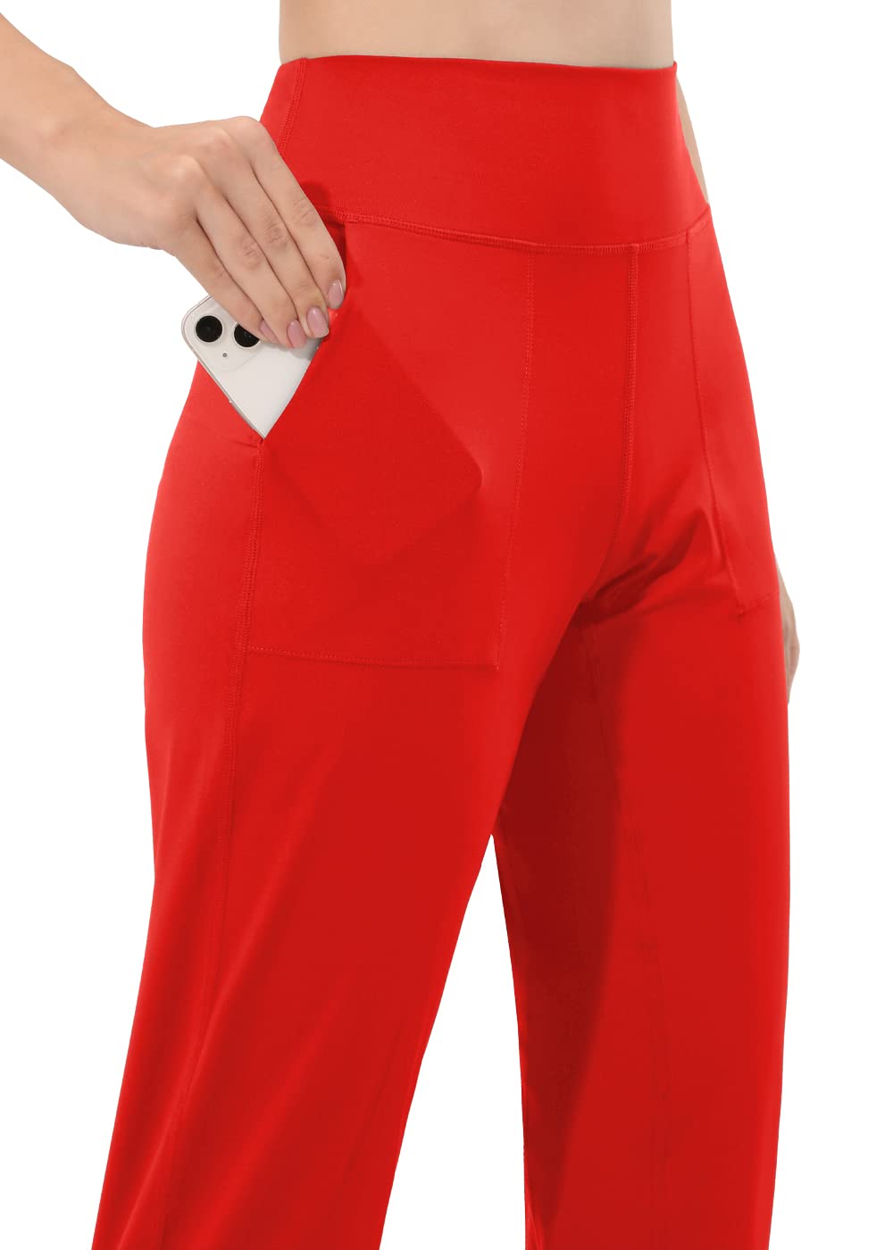 Rosemmetti Women's Joggers with Pockets,High Waist Tapered Sweatpants for Workout,Yoga,Running- Tomato red-M