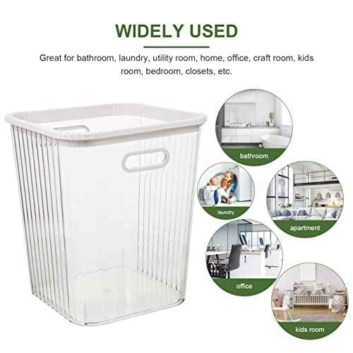 Zerodeko Garbage Bin Clear Trash Can Transparent Wastebasket Square Garbage Container Bin Small Trash Bin Plastic Garbage Can for Home Bathroom Bedroom Kitchen Dorm Room Office Bathroom Trashcan