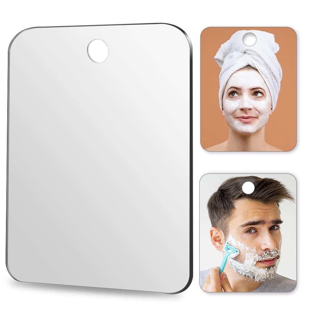 Shower Mirror Fogless for Shaving (2 Pack,Small,6"x4"),Fog Free Shave Mirror Anti Fog,Unbreakable Acrylic Small Mirror Locker,Makeup Travel Wall Hanging,Plastic Handheld Mirror Camp Mirror