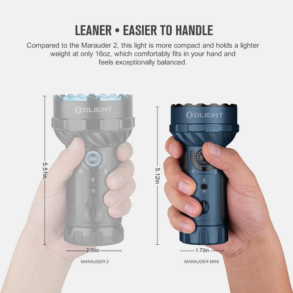 OLIGHT Marauder Mini 7,000 Lumens Bright Flashlight with 600 Meters Beam Distance, Powerful RGB Flashights, Magnetic Rechargeable Lights for Outdoors Work, Hunting, and Searching (Midnight Blue)