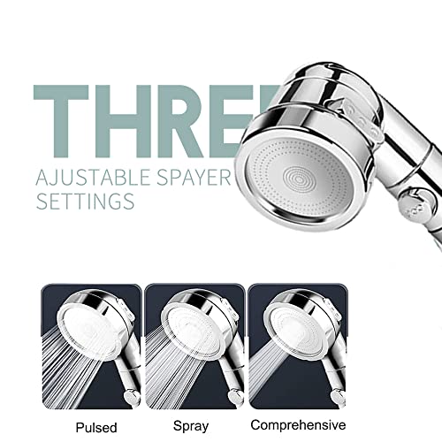 Sink Faucet Sprayer Attachment, 3 Modes Sink Sprayer Attachment for Faucet for Washing Hair, Kitchen Cleaning, Pets Bathing, Faucet Extender Set with Water Diversion Valve, Hole-Free Bracket, Silver