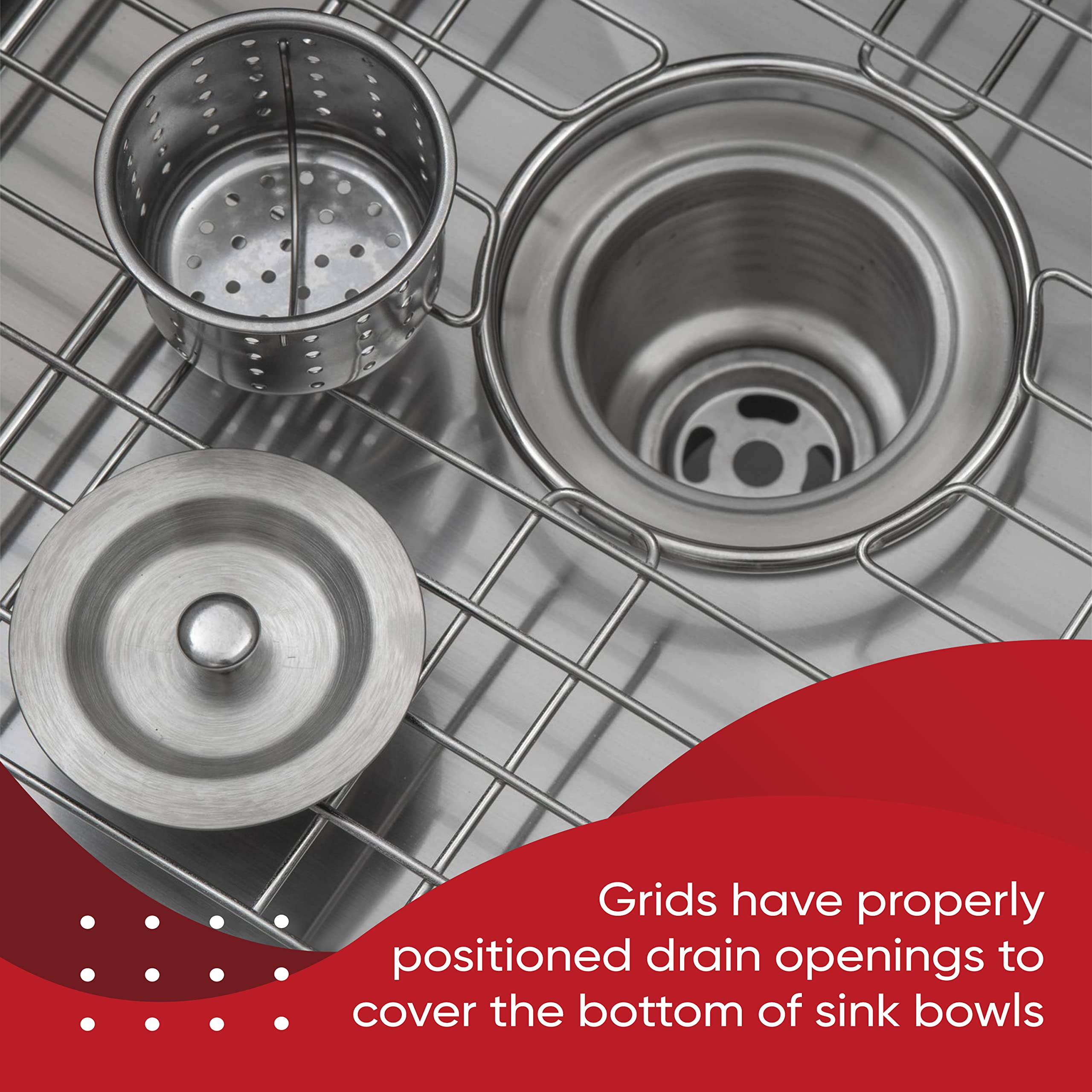 Sink Protectors for Kitchen Sink 15" x 13", Sink Grate for Bottom of Kitchen Sink Set of 2, Stainless Steel Sink Protector