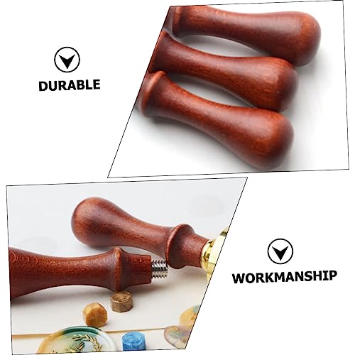 VILLCASE 3Pcs Wooden Handle Wedding invites Wooden Stamps Wedding Scrapbook Seal Stamp Head Replacement Wax Envelope Seal Handle Wax Stamp Replacement Heads Wedding Stamp Handle Beech die