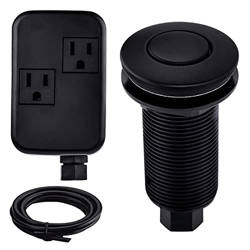 SINKINGDOM SinkTop Air Switch Kit with Mtte Black Long Button(Brass Cover) for Garbage Disposal