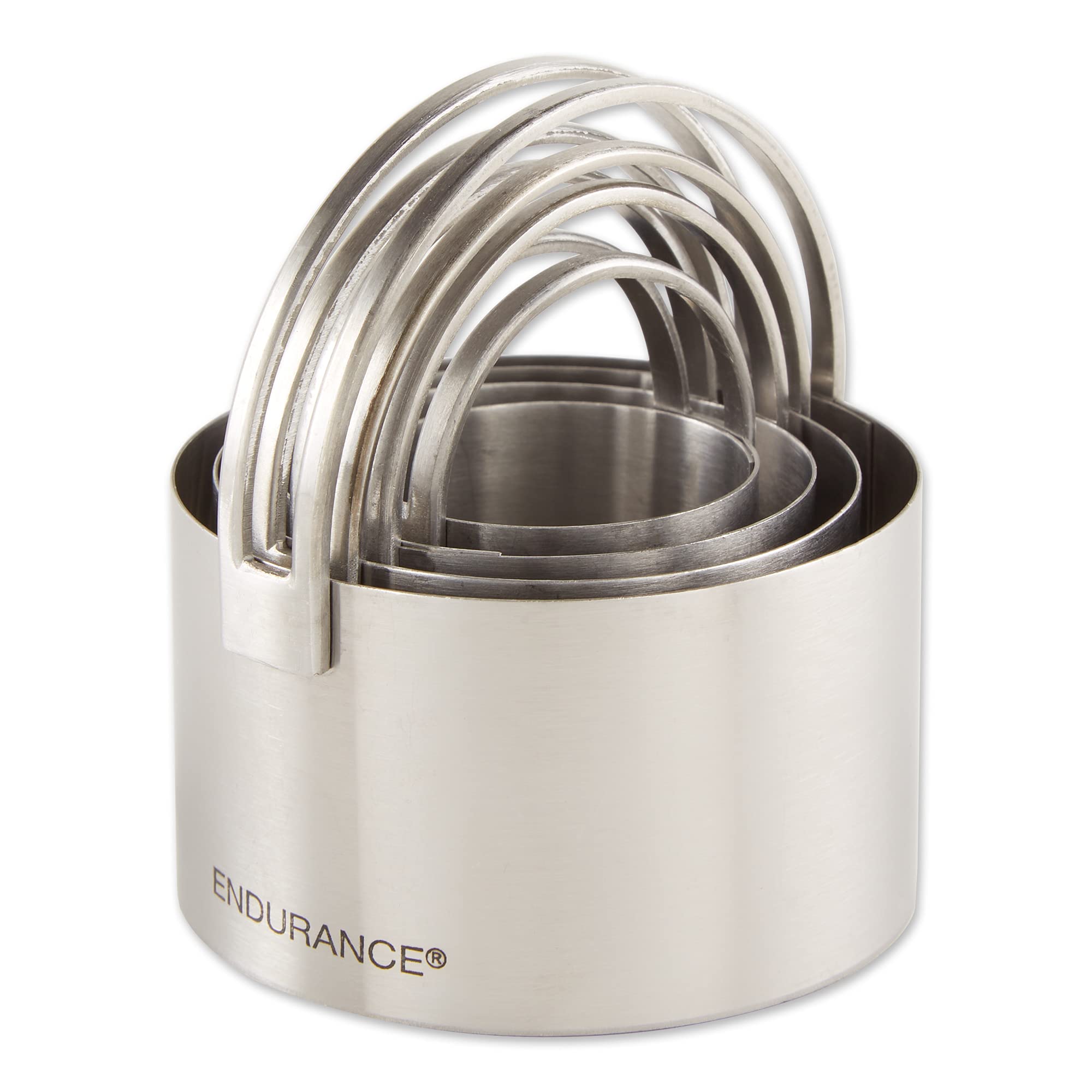 RSVP International Endurance Round Biscuit Cutters - Stainless Steel, Set of 4 | Nest for Easy Storage | For Cutting Thick or Thin Dough | Professional | High Handle Arch