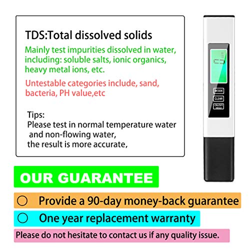 TDS Meter,Accurate and Reliable,Water Testing Kits for Drinking Water,Professional Water Meter,TDS, EC & Temp Meter 3 in 1(White)