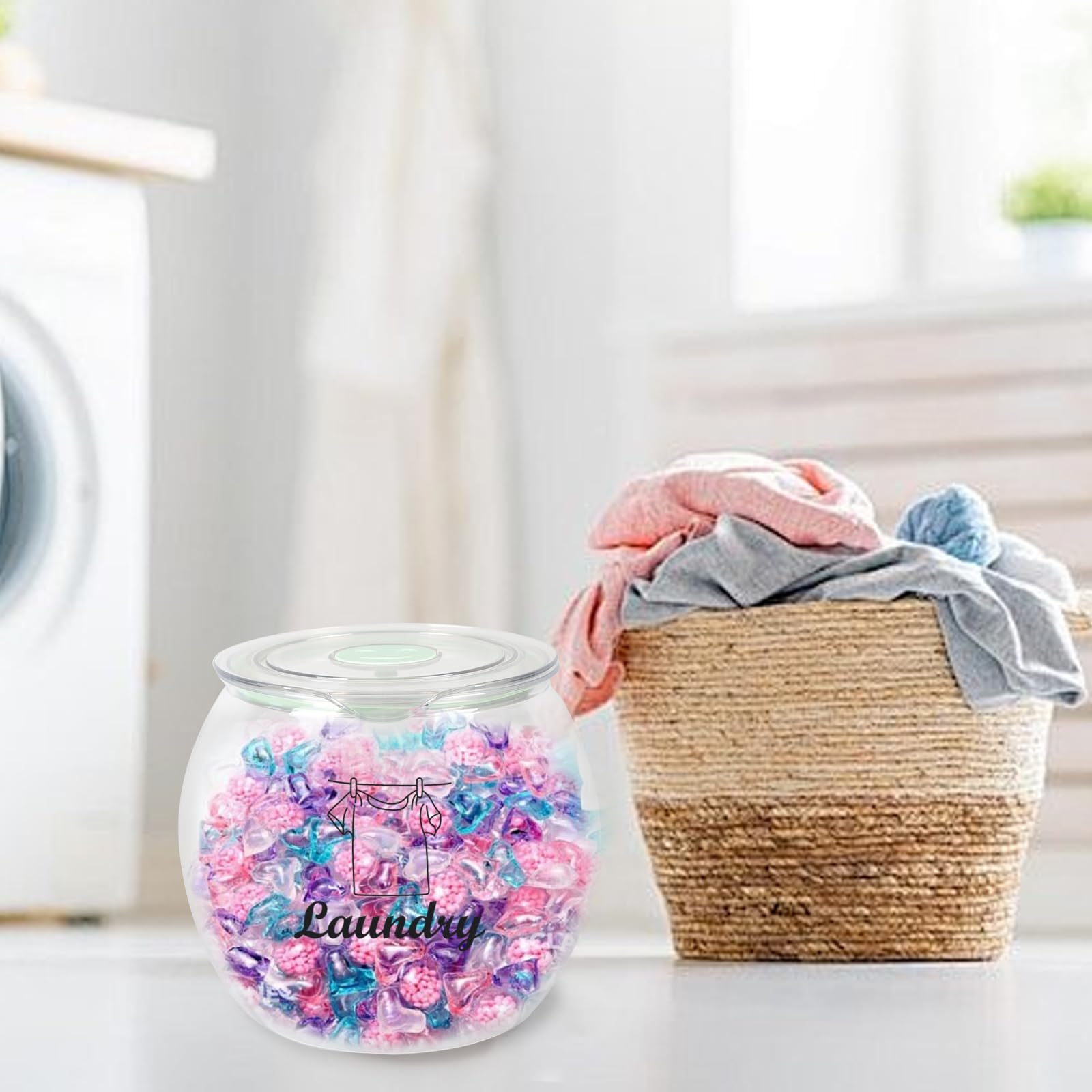 Xbopetda Laundry Powder Container Airtight, Laundry Detergent Dispenser with Mesuring Cup, Clear Plastic Laundry Powder Storage with Wide Opening, 4L High Capacity for Laundry Room Organization
