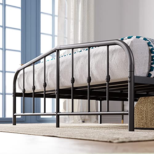 Zinus Heidi Metal Platform Bed Frame/Steel Mattress Foundation/Bed Frame with Headboard and Footboard/No Box Spring Needed/Easy Assembly, Black, Twin