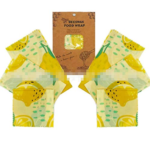 VOVOLO (Lemon Print 3 Size S/M/LReusable Beeswax Food Wraps Eco Friendly Wrappers Sustainable Plastic Free Food Storage Washable Bowl Covers Sandwich Wrappers
