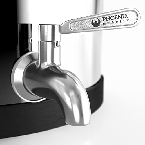 Phoenix Gravity 2.25 Gallons Gravity Fed Stainless Steel Drinking Water Filter and Purifier with 2 Carbon Filters and Stainless Steel Tap