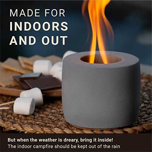 Radiate - Indoor Campfire - 90 Minutes of Burn Time - 5 x 4β Reusable Smooth Fire Pit for Rainy Days - Tabletop Decor - Clean Burning (Gray)
