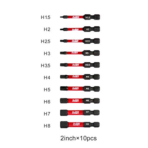 Protorq Impact Bit Set W/Clip,S2 Steel, 10-Piece, 2 Inch Hex Metric Size,1/4" Hex Shank